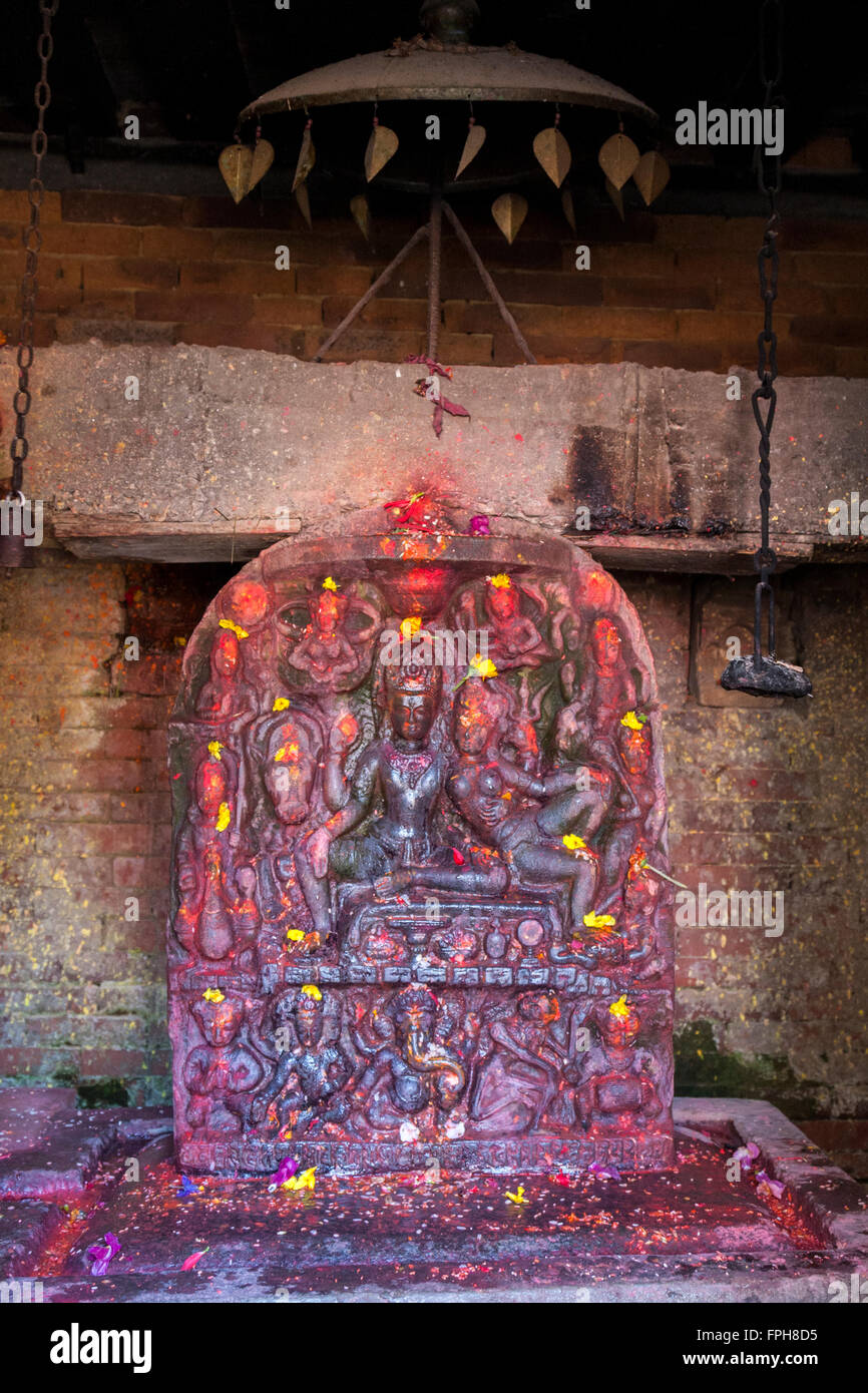 Nepal, Patan. Shrine to Shiva and Parvati, with Remnants of Kumkuma ...