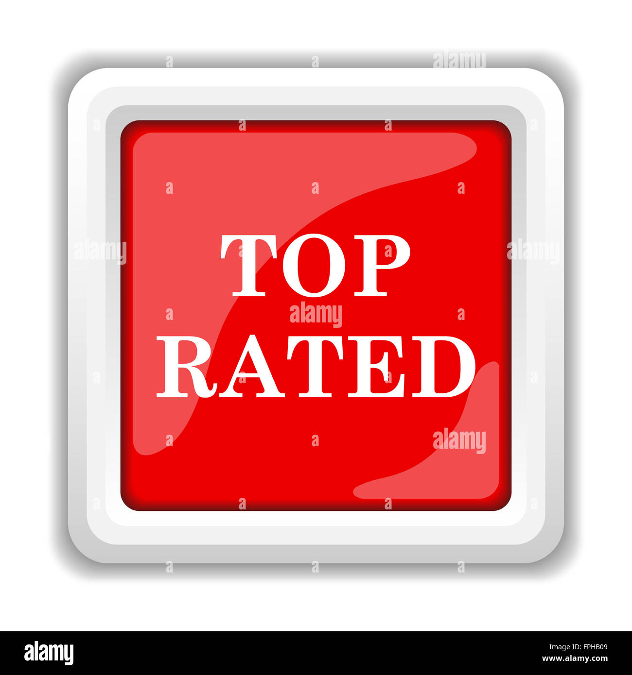 Top rated icon. Internet button on white background Stock Photo - Alamy