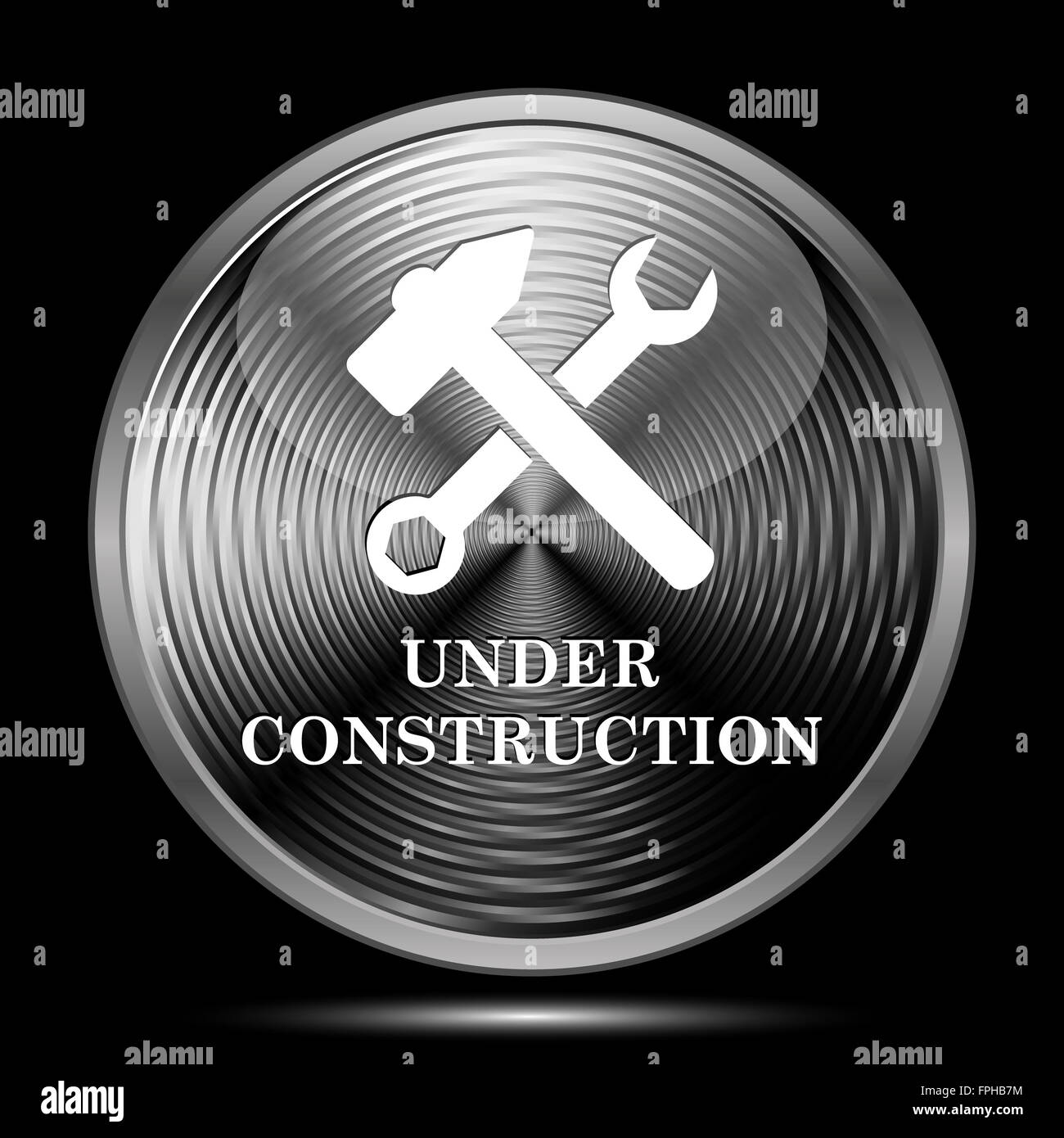 Under construction icon. Internet button on black background Stock ...