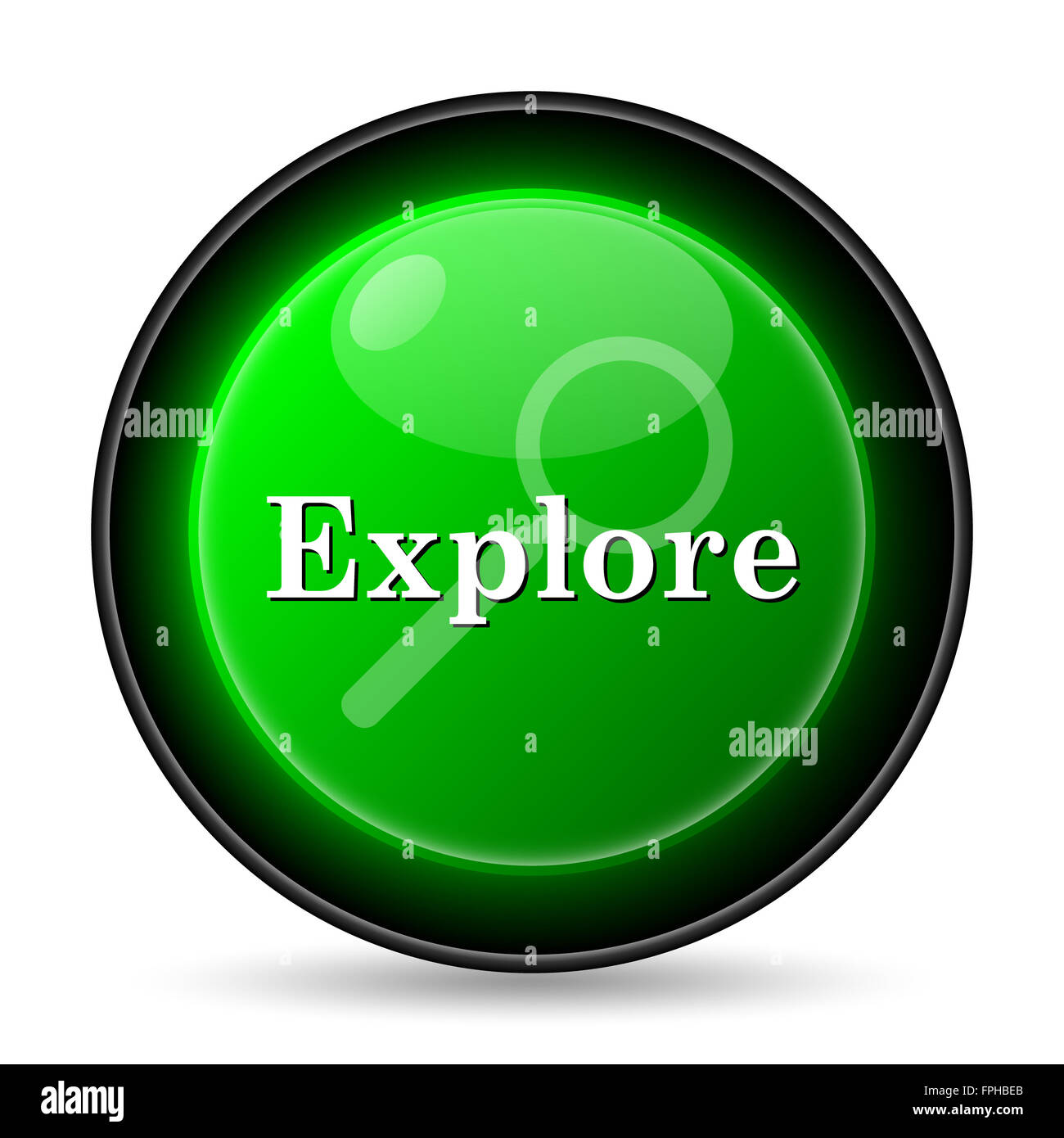 Explore icon. Internet button on white background Stock Photo - Alamy