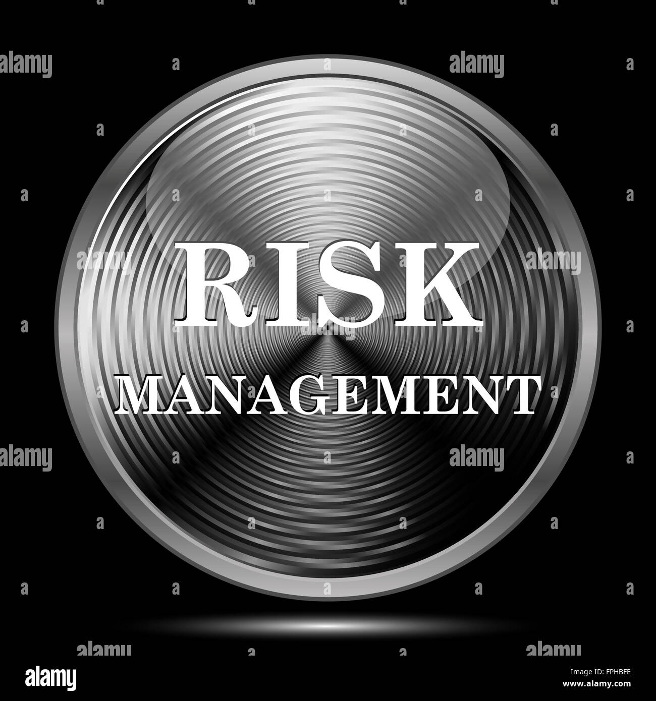 Risk management icon. Internet button on black background Stock Photo ...