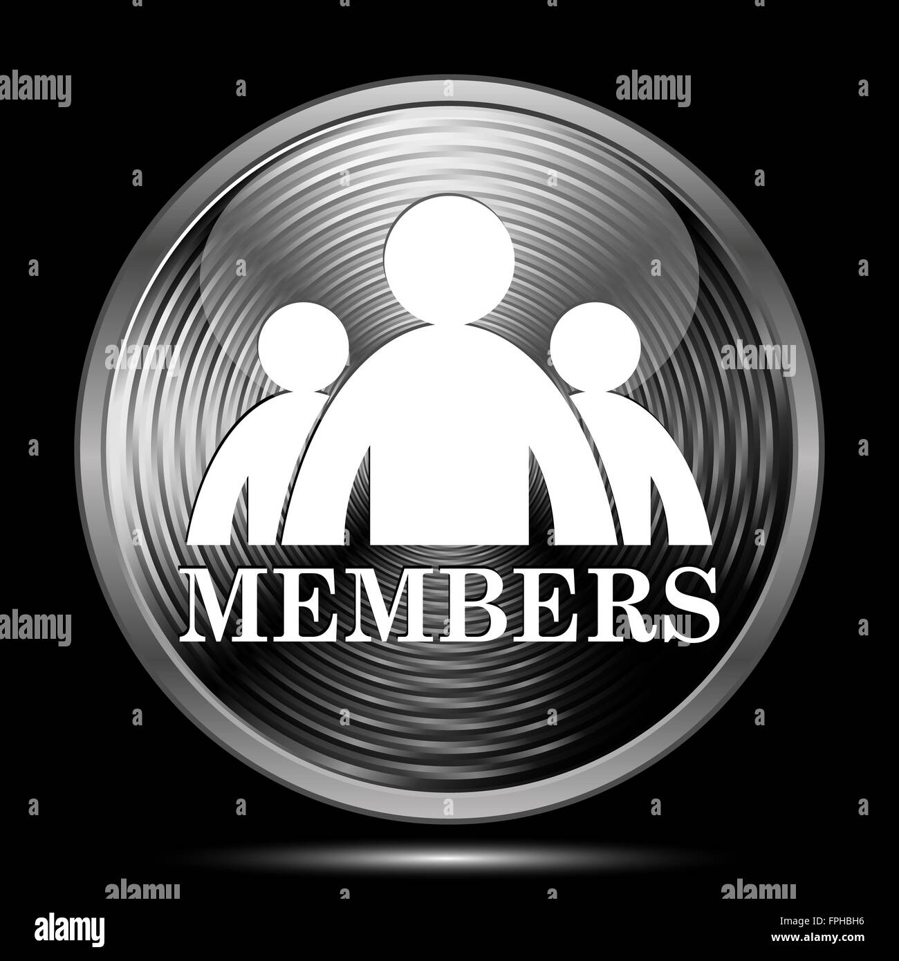 Members icon. Internet button on black background Stock Photo - Alamy