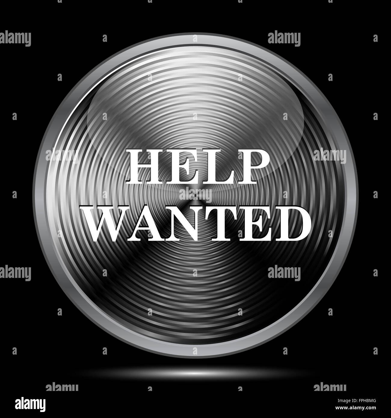 Help wanted icon. Internet button on black background Stock Photo - Alamy