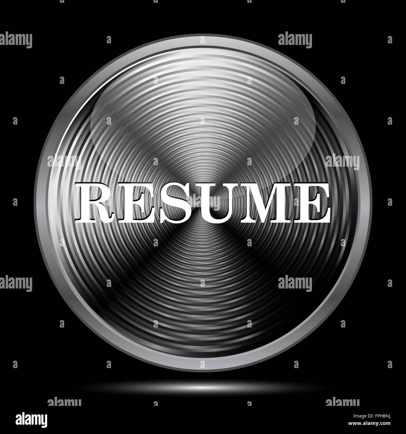 Resume icon. Internet button on black background Stock Photo - Alamy