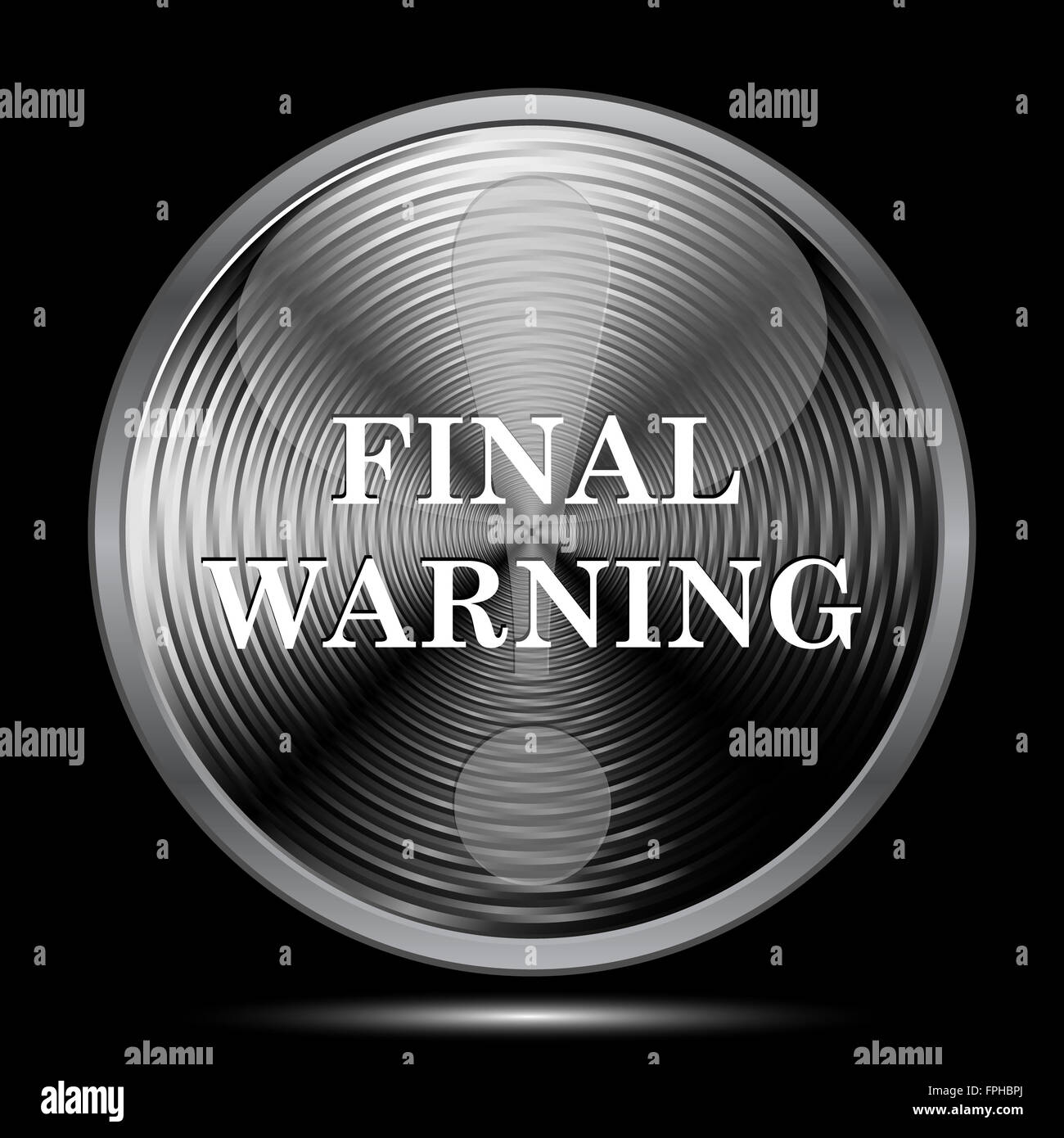 Final warning icon. Internet button on black background Stock Photo - Alamy