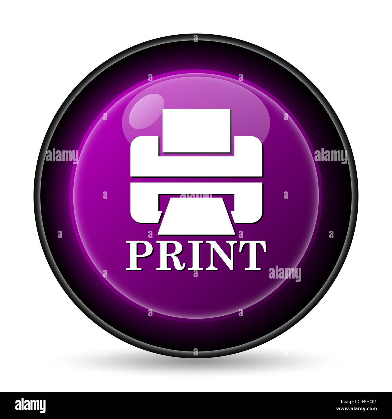 Printer with word PRINT icon. Internet button on white background Stock ...