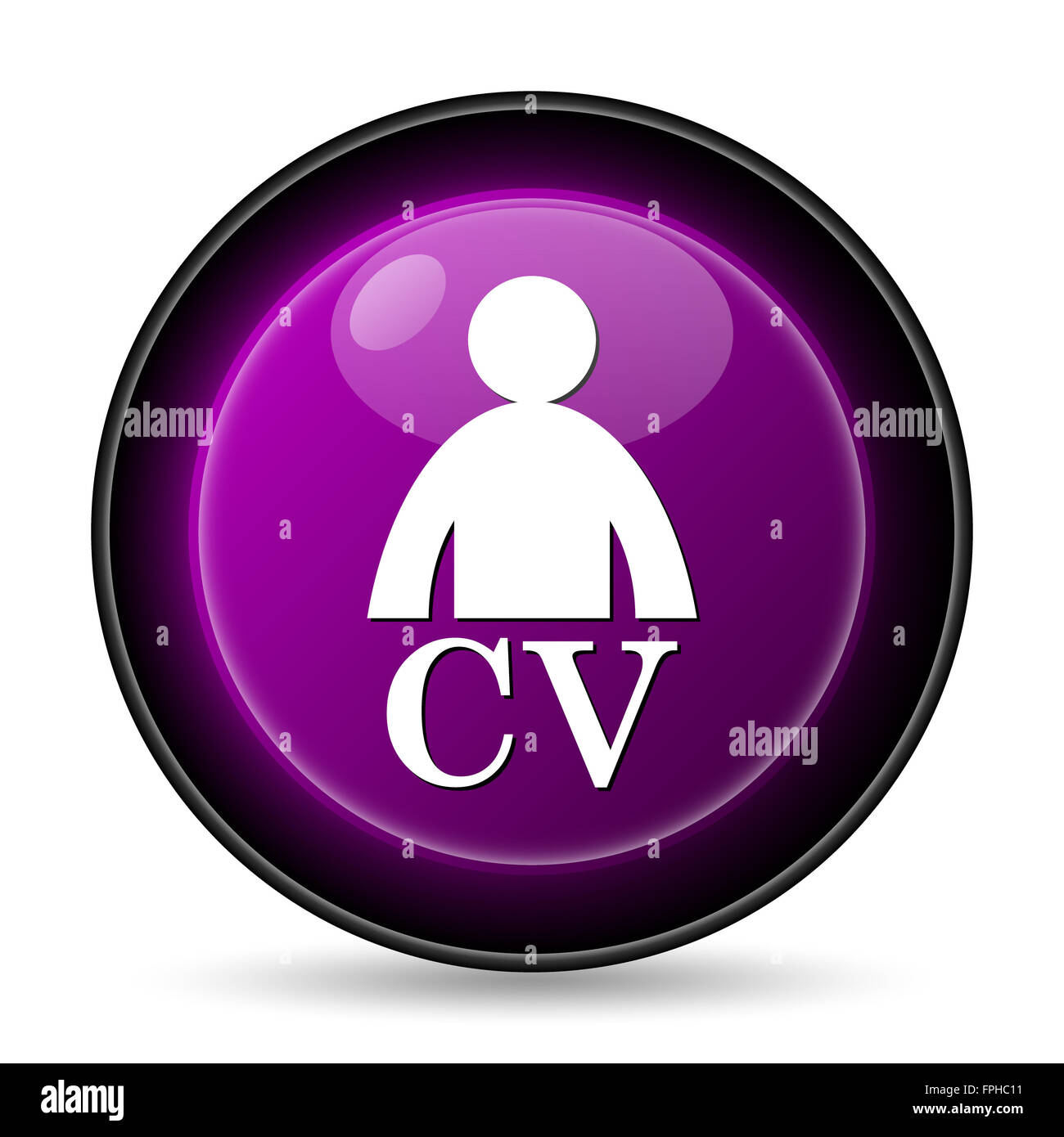 CV icon. Internet button on white background Stock Photo - Alamy