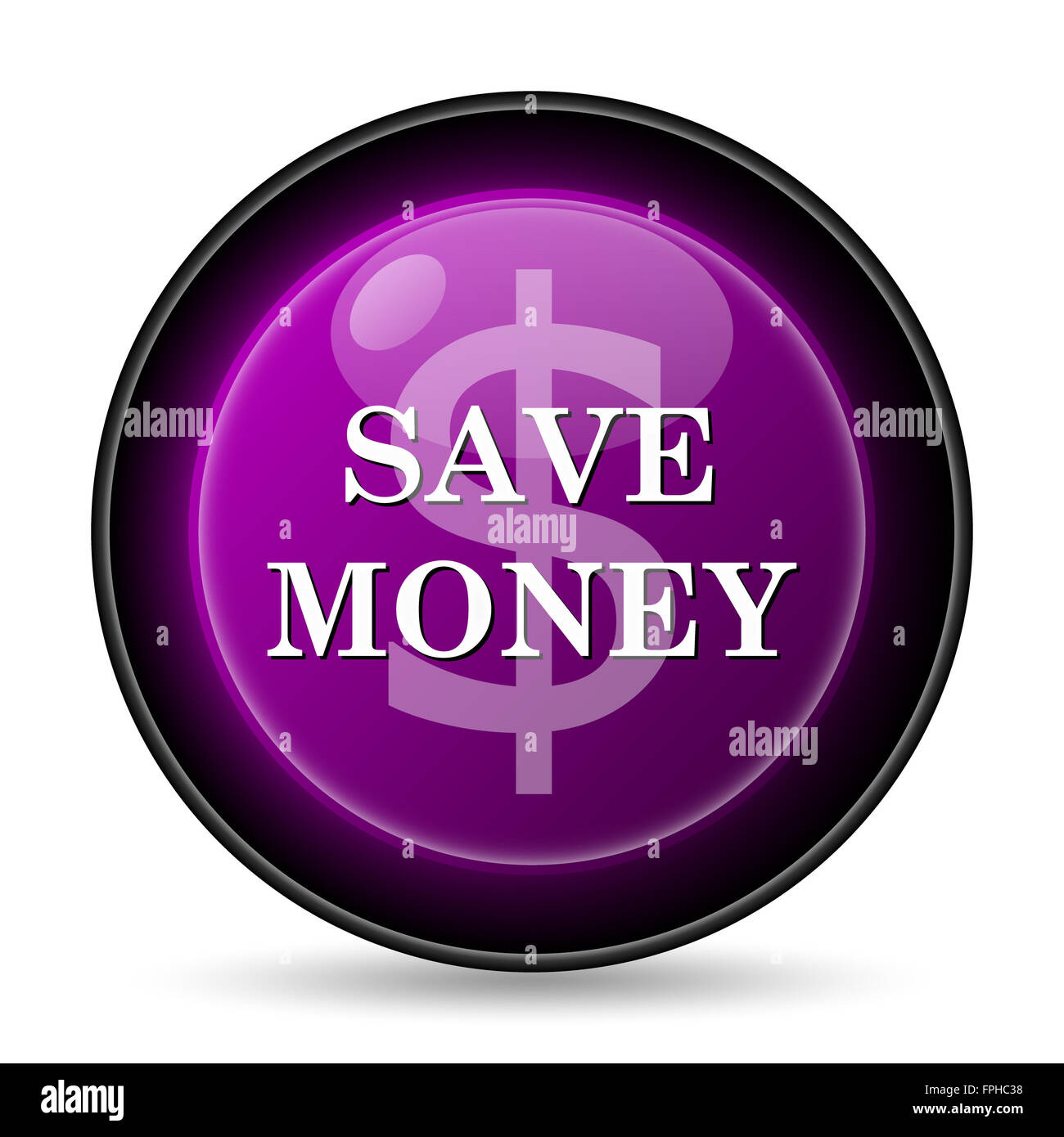 Save money icon. Internet button on white background Stock Photo - Alamy