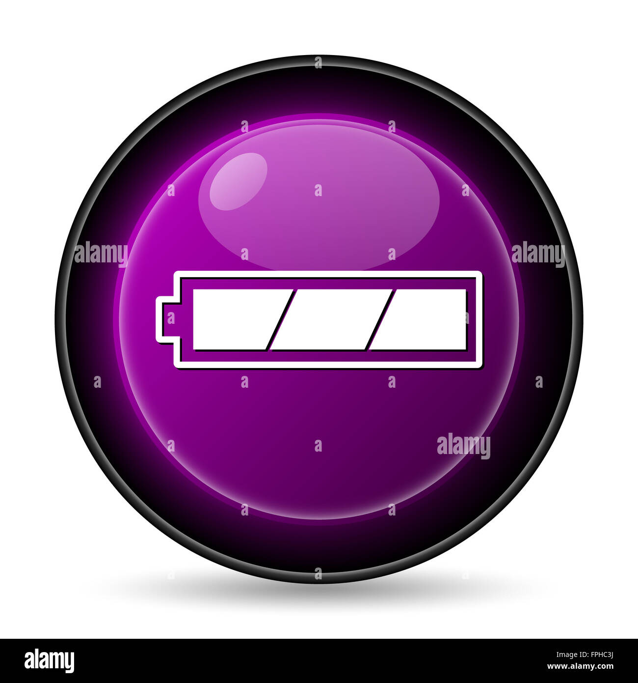 Fully charged battery icon. Internet button on white background Stock ...