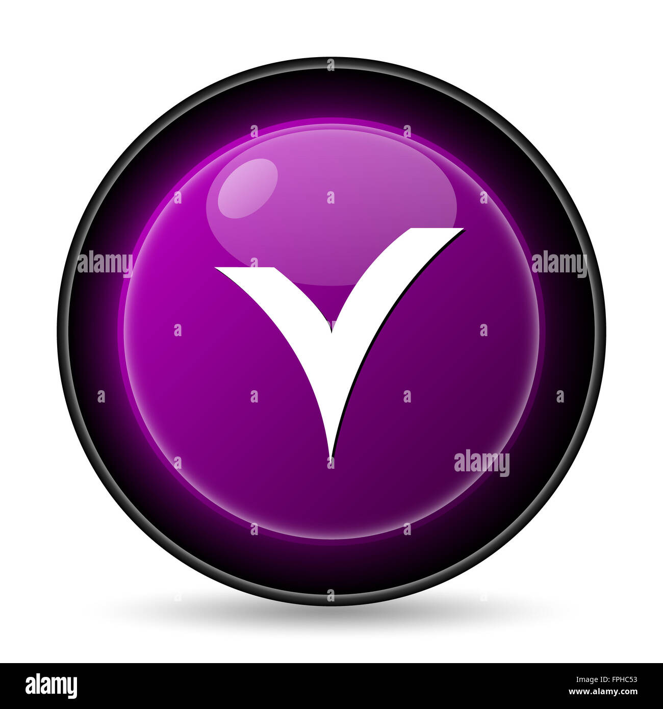 V checked icon. Internet button on white background Stock Photo - Alamy