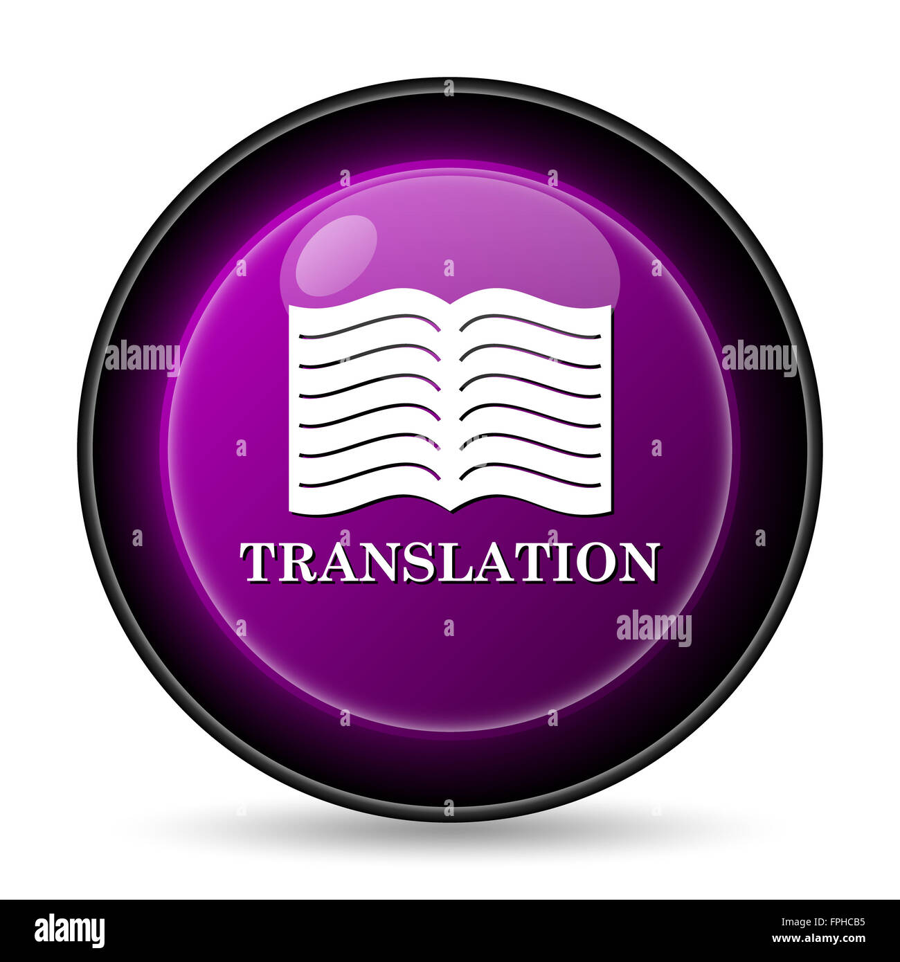 Translation book icon. Internet button on white background Stock Photo ...