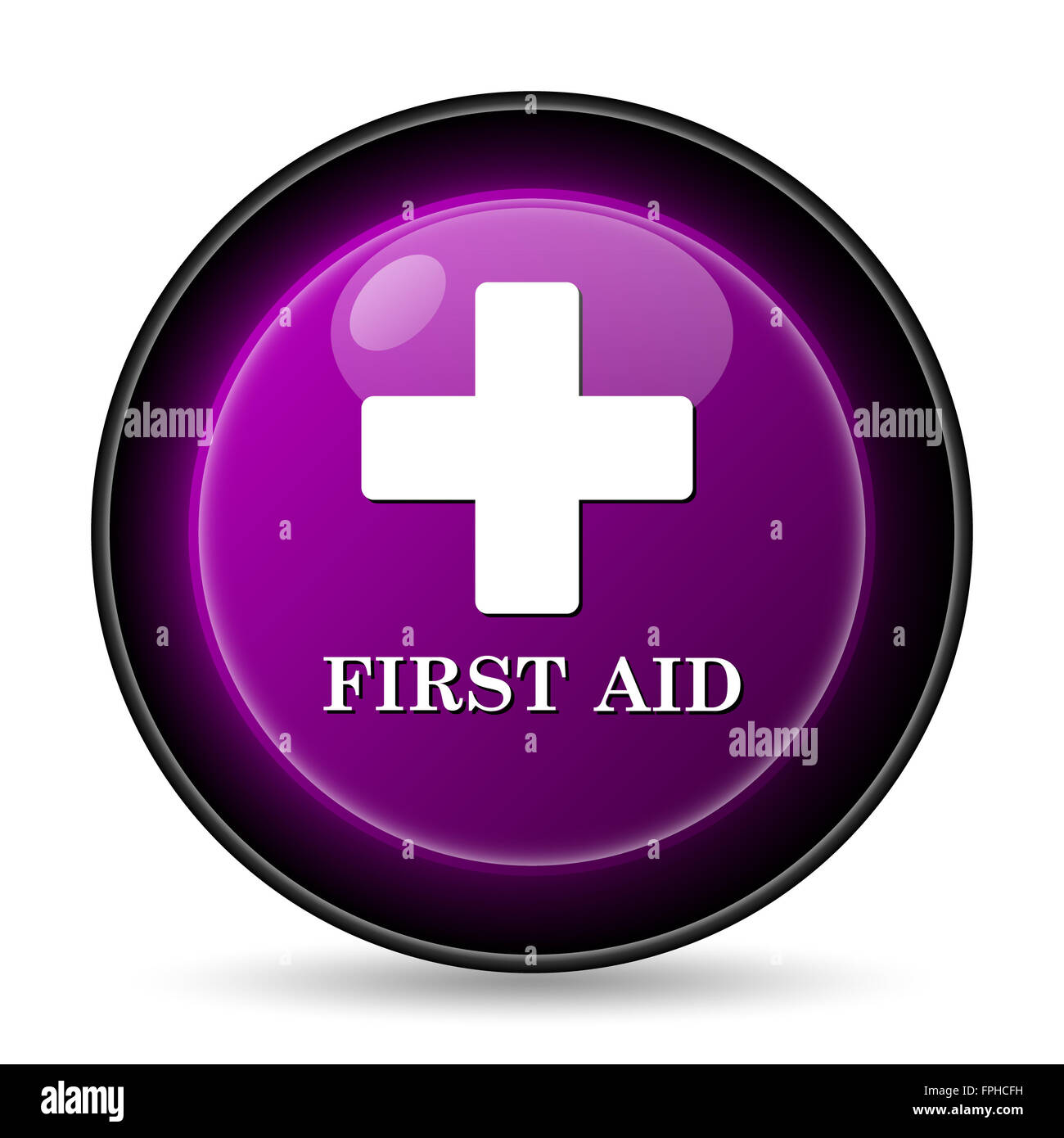 First aid icon. Internet button on white background Stock Photo - Alamy