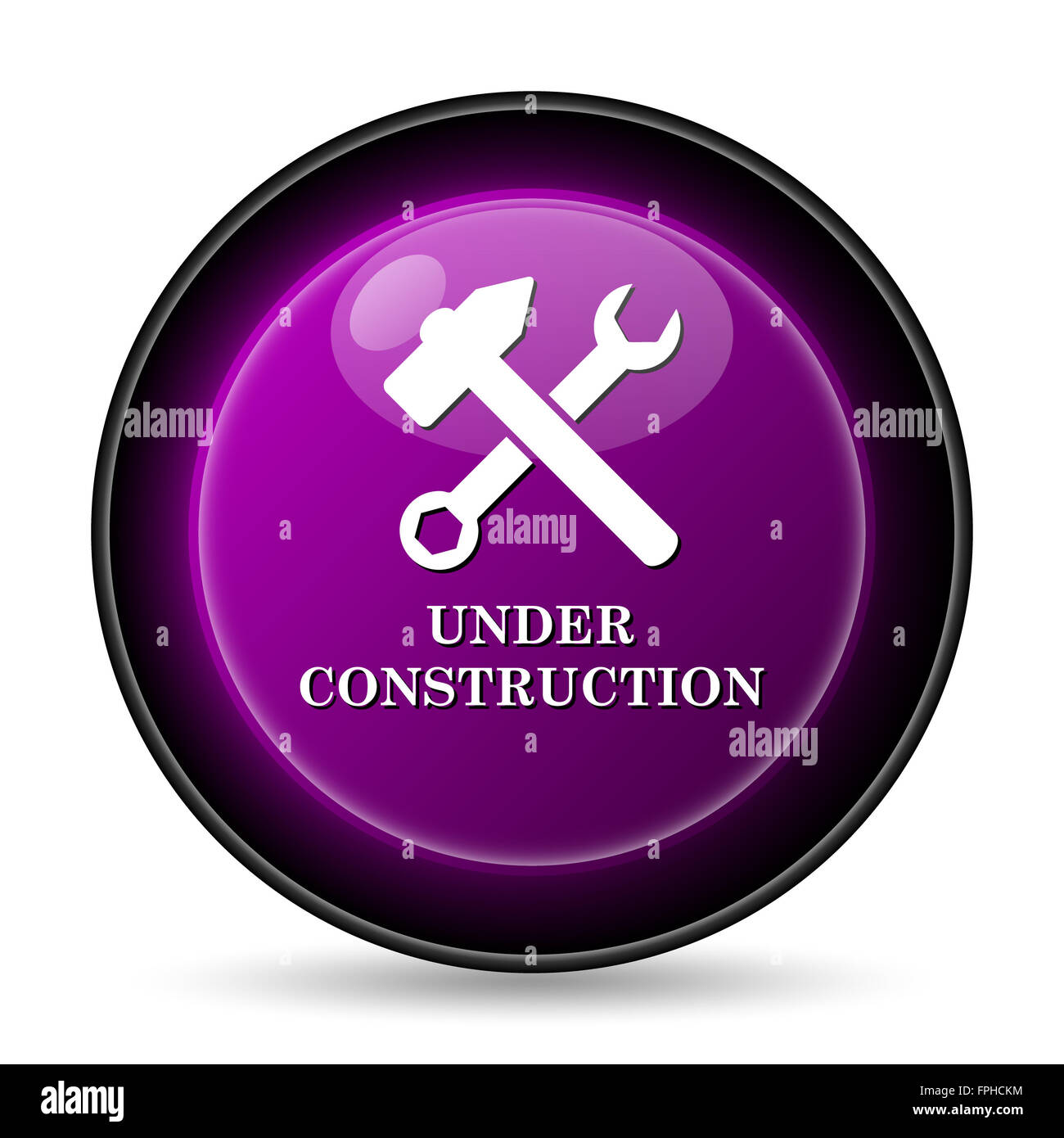 Under construction icon. Internet button on white background Stock ...