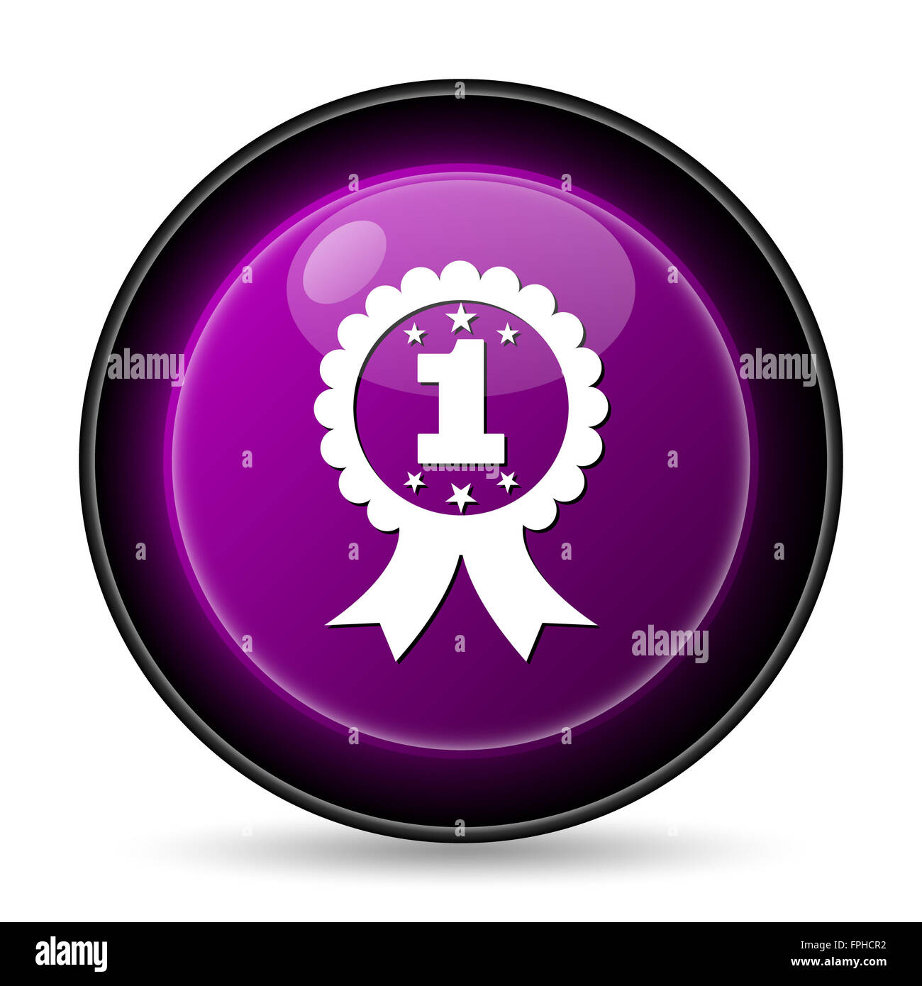 First prize ribbon icon. Internet button on white background Stock ...