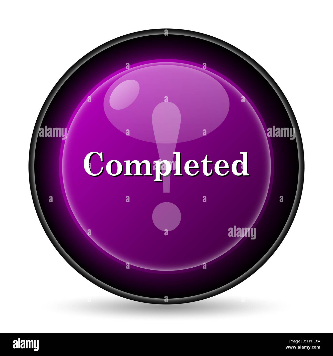 Completed icon. Internet button on white background Stock Photo - Alamy