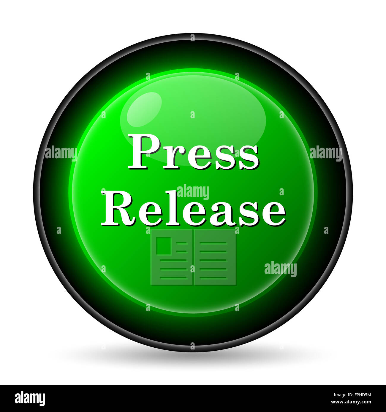 Press release icon. Internet button on white background Stock Photo - Alamy
