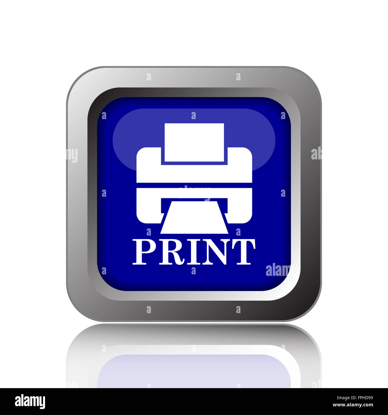 Printer with word PRINT icon. Internet button on white background Stock ...