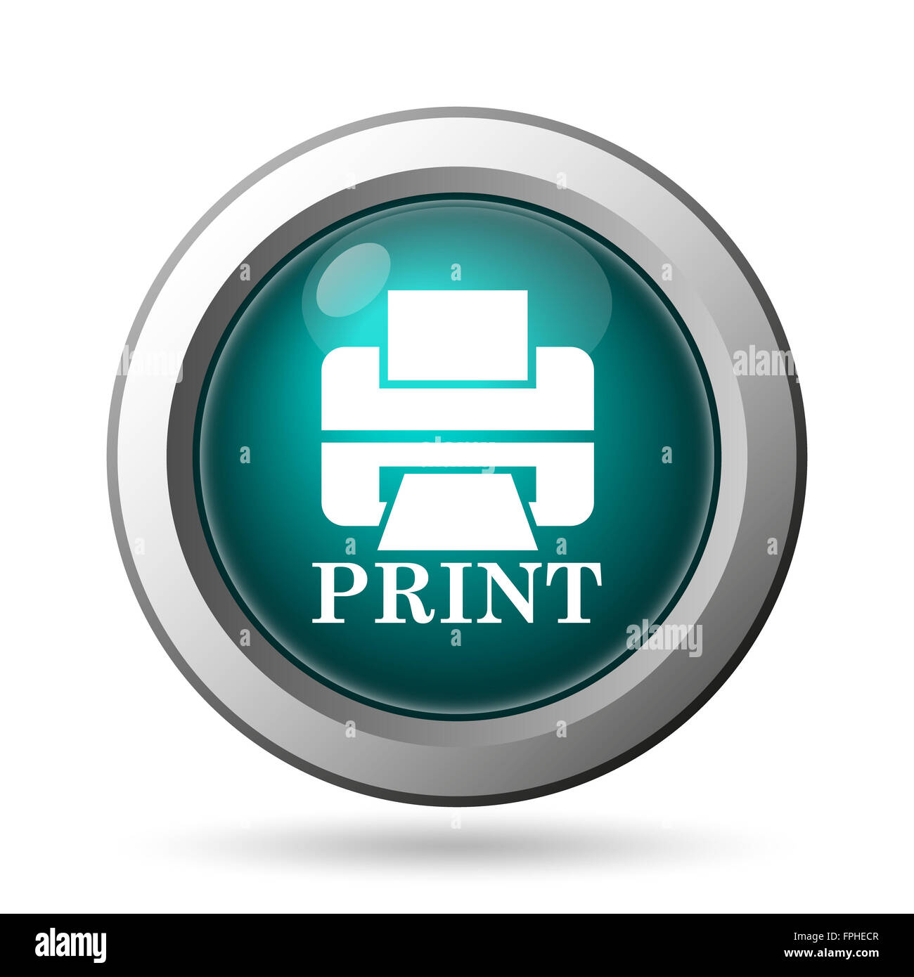 Printer with word PRINT icon. Internet button on white background Stock ...