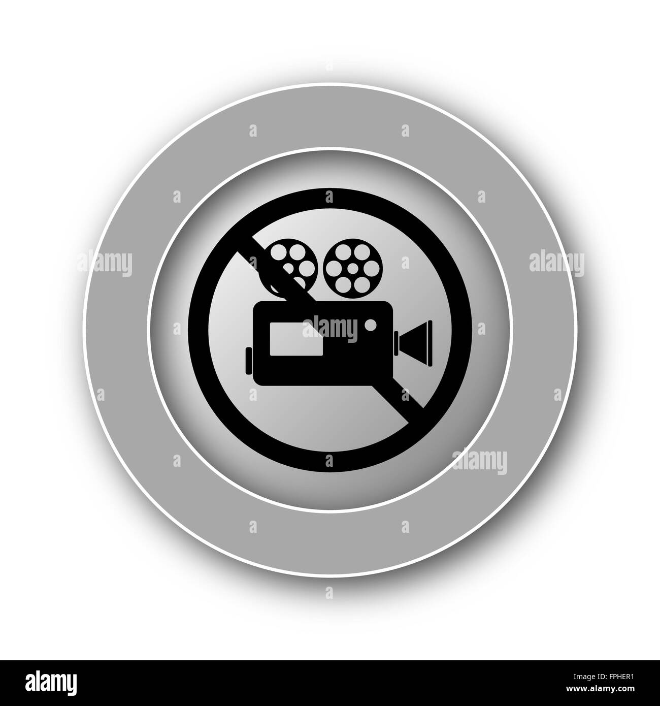 Forbidden video camera icon. Internet button on white background Stock ...