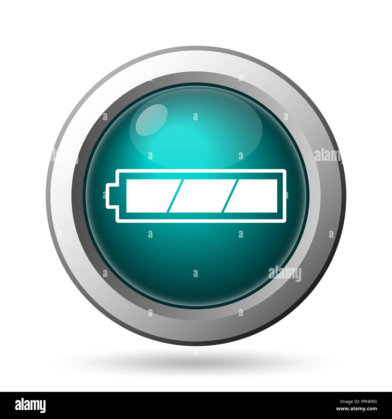 Fully charged battery icon. Internet button on white background Stock ...