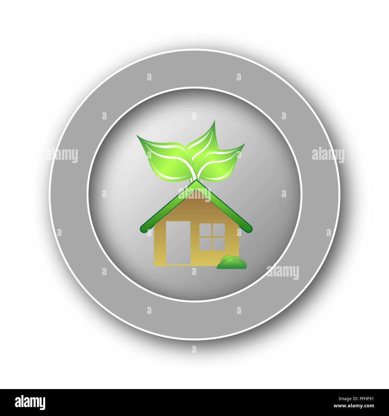 Eco house icon. Internet button on white background Stock Photo - Alamy