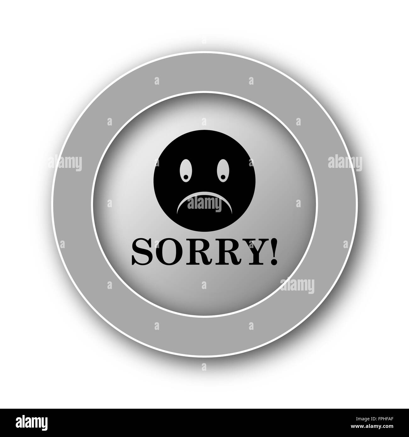 Sorry icon. Internet button on white background Stock Photo - Alamy