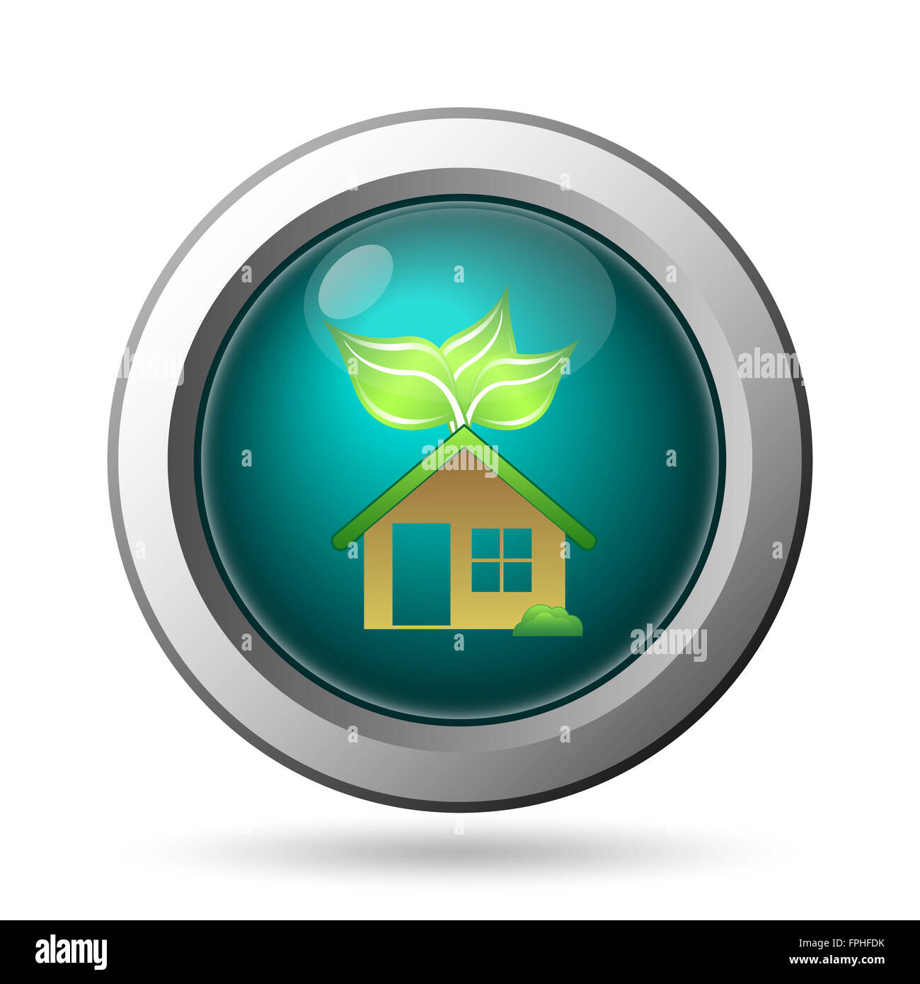 Eco house icon. Internet button on white background Stock Photo - Alamy