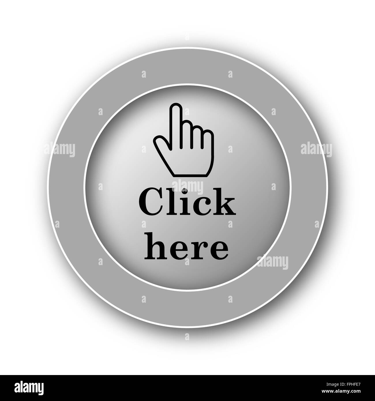 Click here icon. Internet button on white background Stock Photo - Alamy