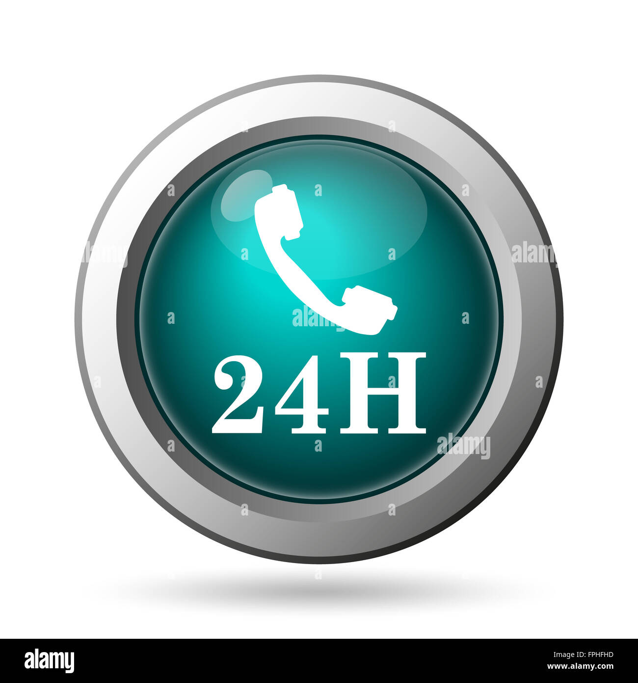 24H phone icon. Internet button on white background Stock Photo - Alamy