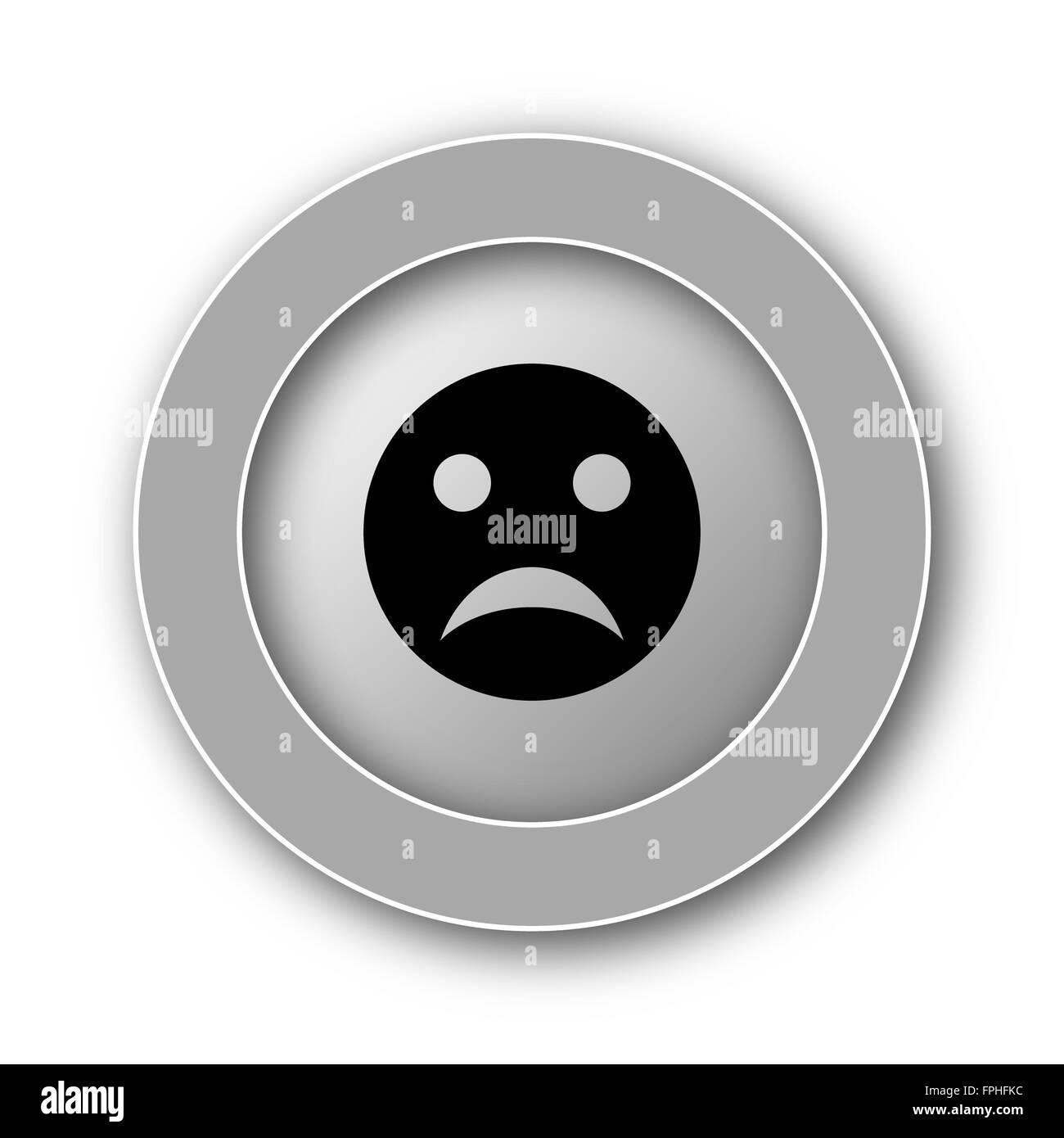 Sad smiley icon. Internet button on white background Stock Photo - Alamy