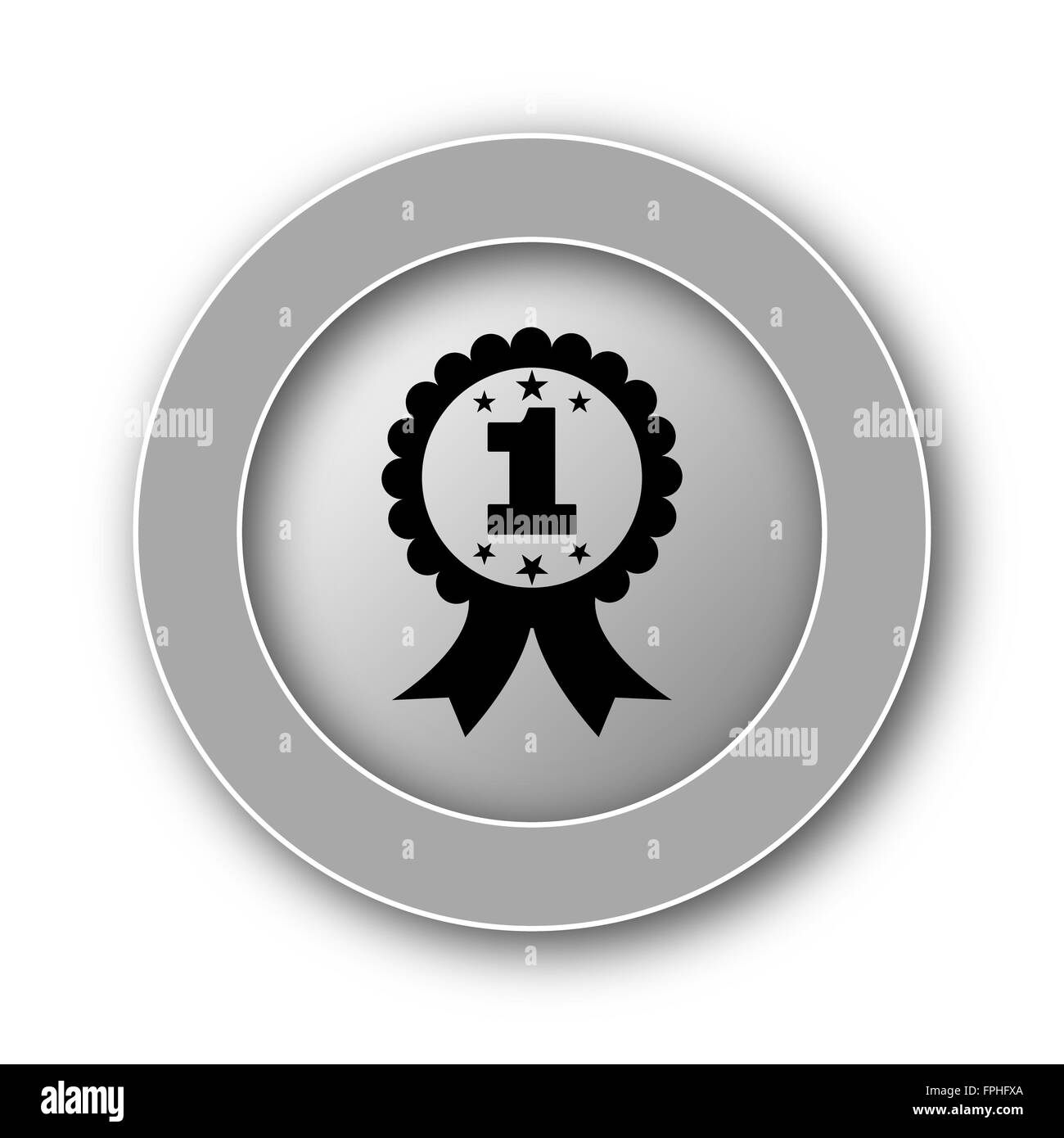 First prize ribbon icon. Internet button on white background Stock ...