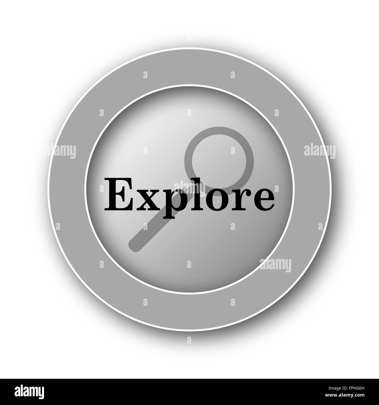 Explore icon. Internet button on white background Stock Photo - Alamy
