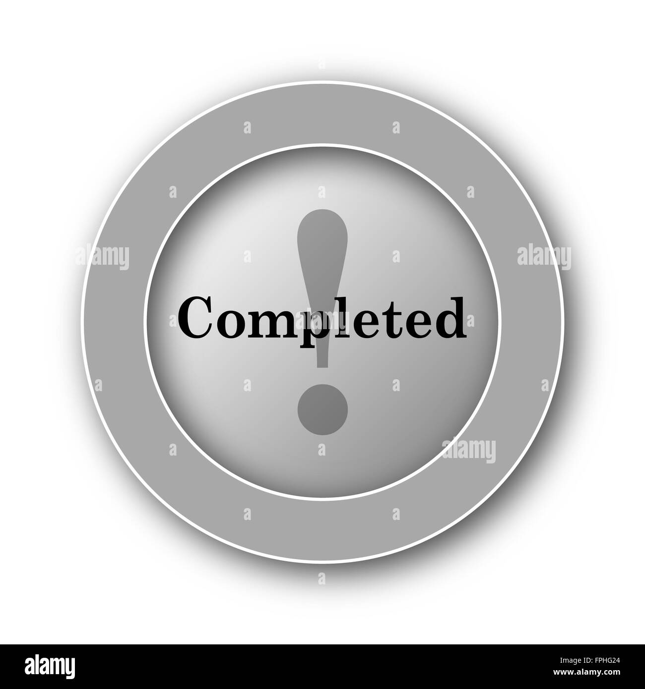 Completed icon. Internet button on white background Stock Photo - Alamy