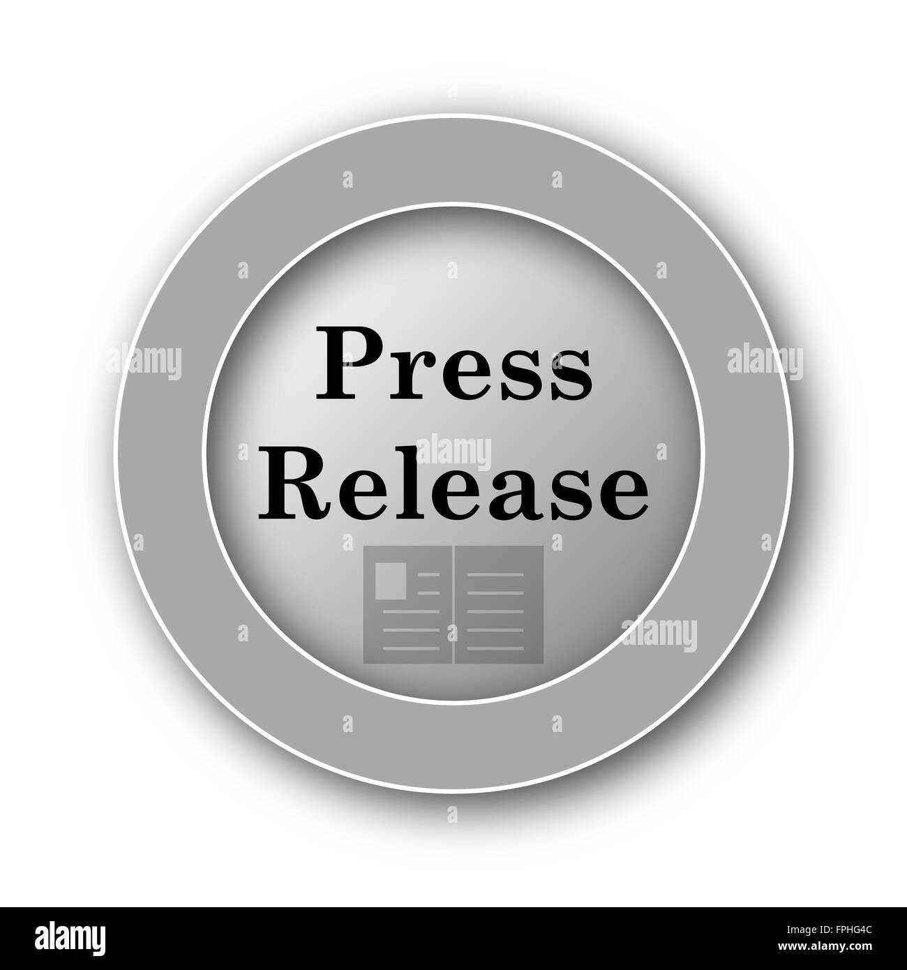 Press release icon. Internet button on white background Stock Photo - Alamy