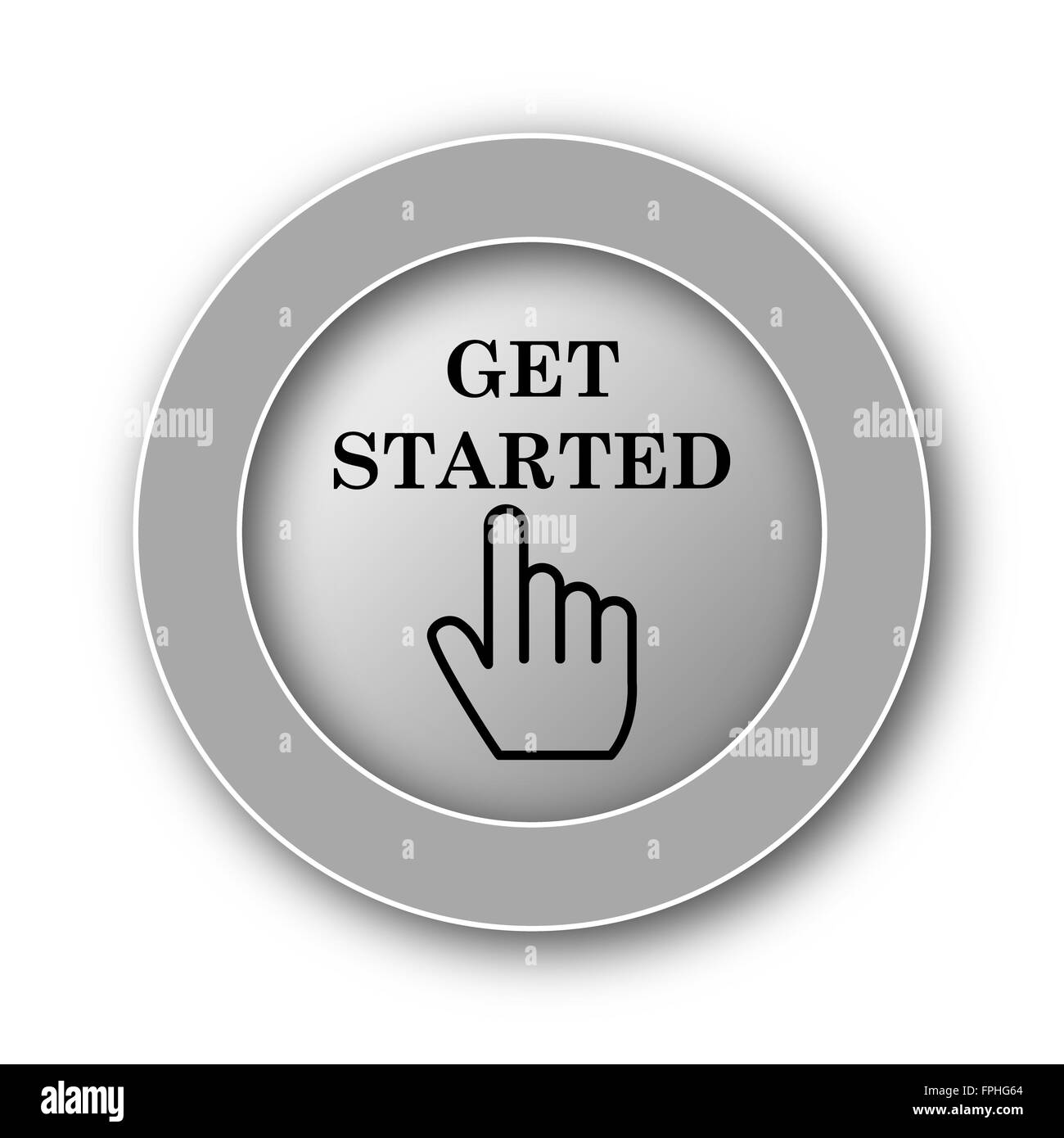 Get started icon. Internet button on white background Stock Photo - Alamy