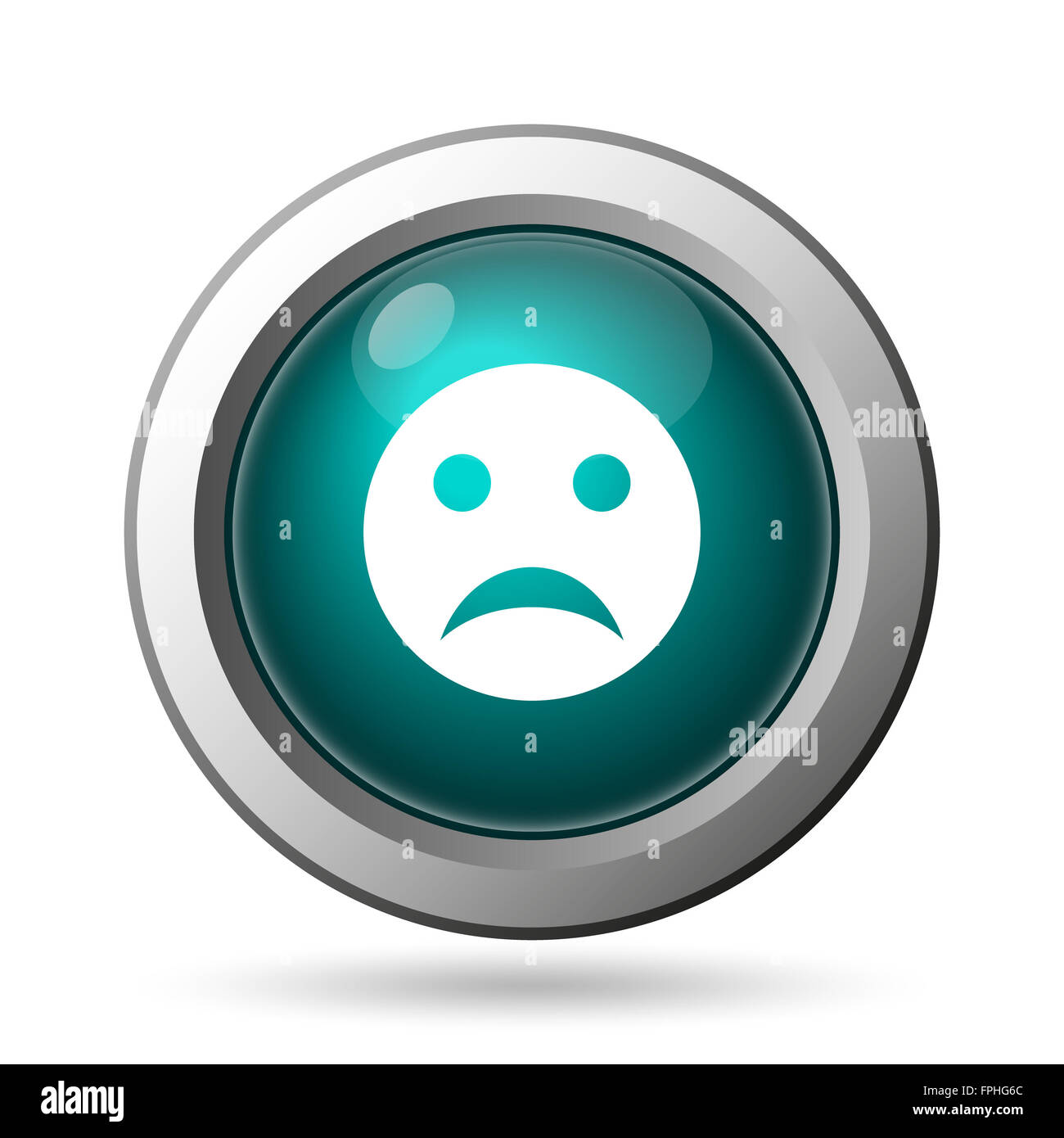 Sad smiley icon. Internet button on white background Stock Photo - Alamy