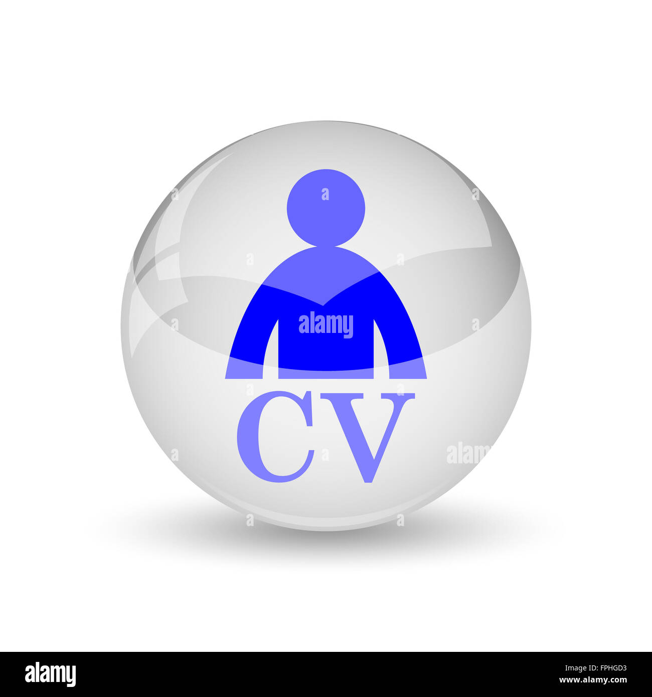 CV icon. Internet button on white background Stock Photo - Alamy