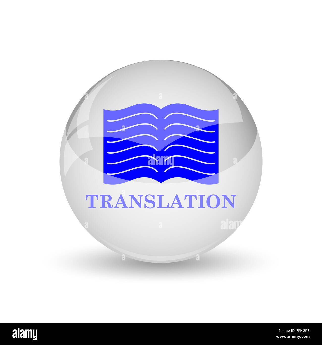 Translation book icon. Internet button on white background Stock Photo ...