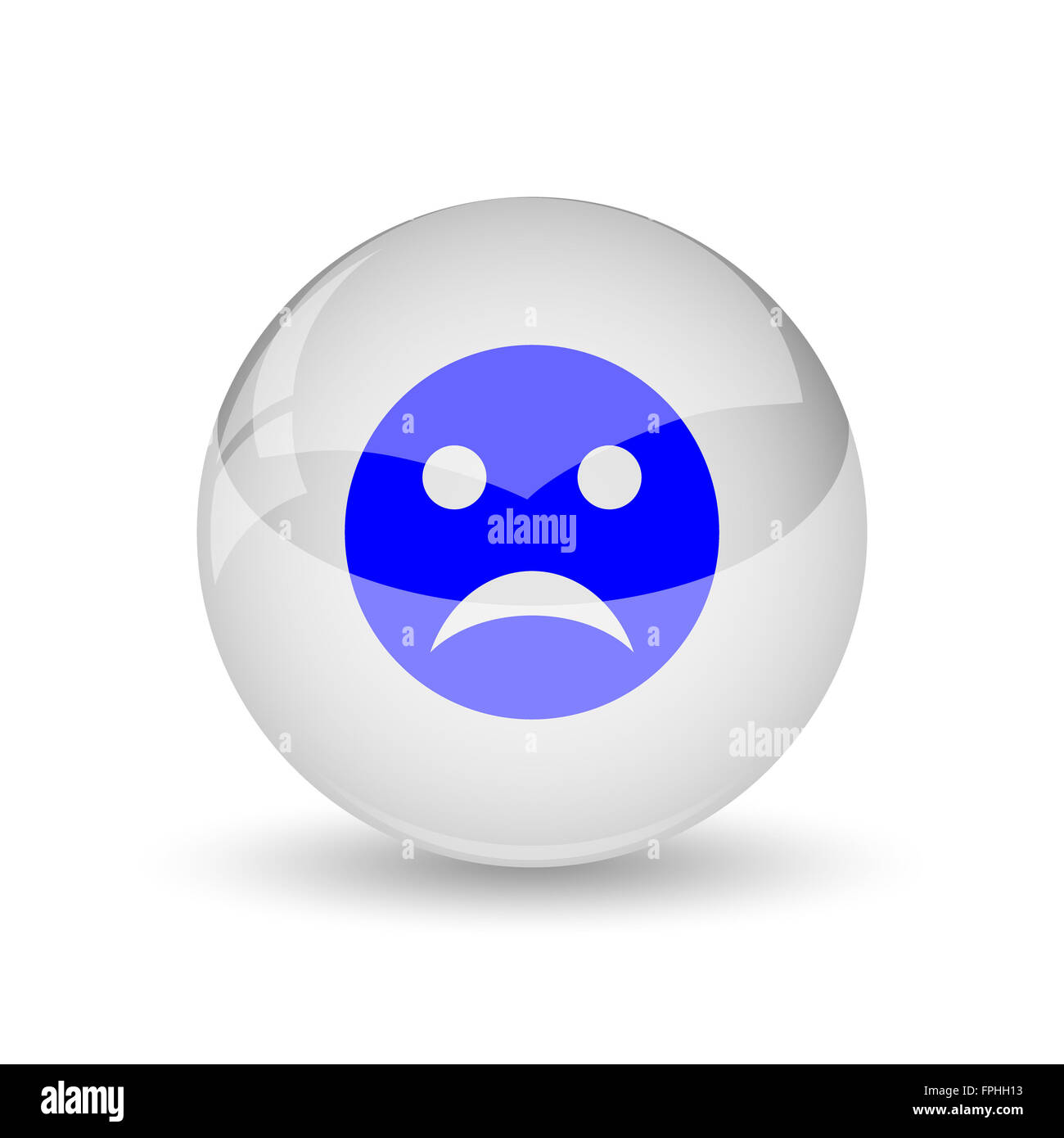 Sad smiley icon. Internet button on white background Stock Photo - Alamy