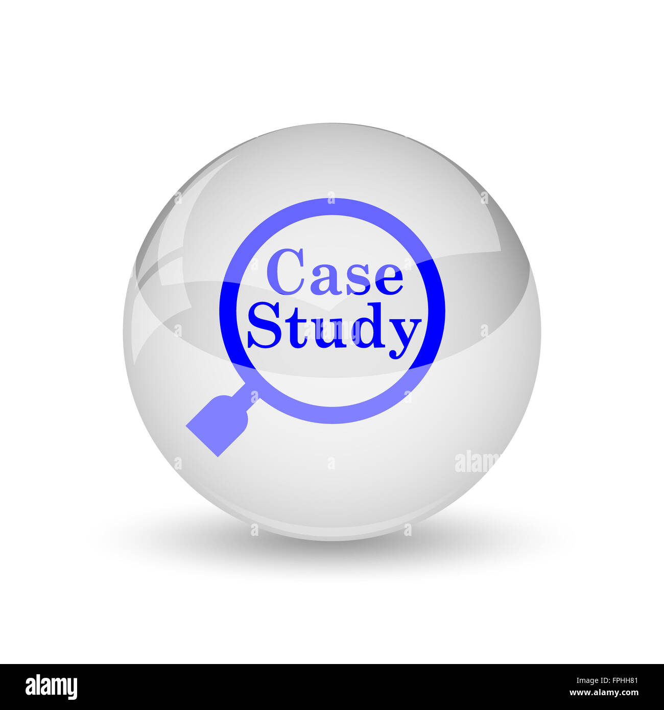 Case study icon. Internet button on white background Stock Photo - Alamy