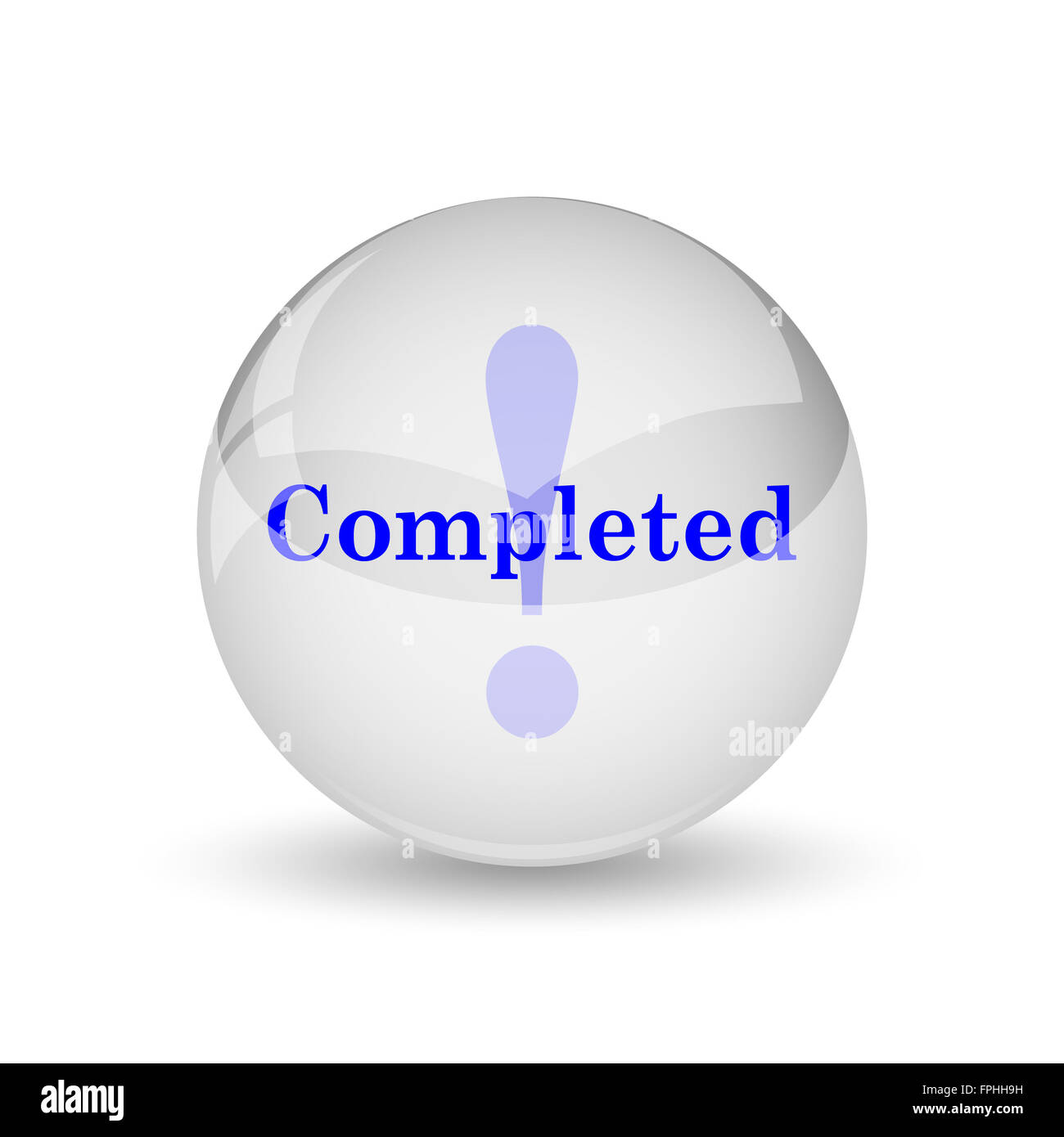 Completed icon. Internet button on white background Stock Photo - Alamy