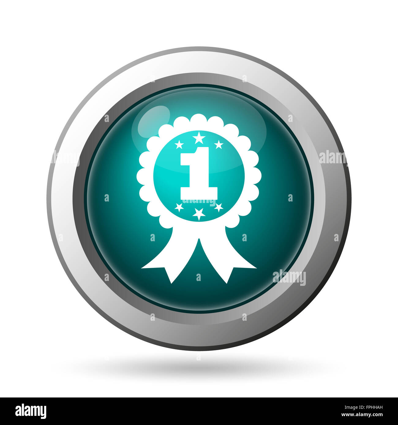First prize ribbon icon. Internet button on white background Stock ...