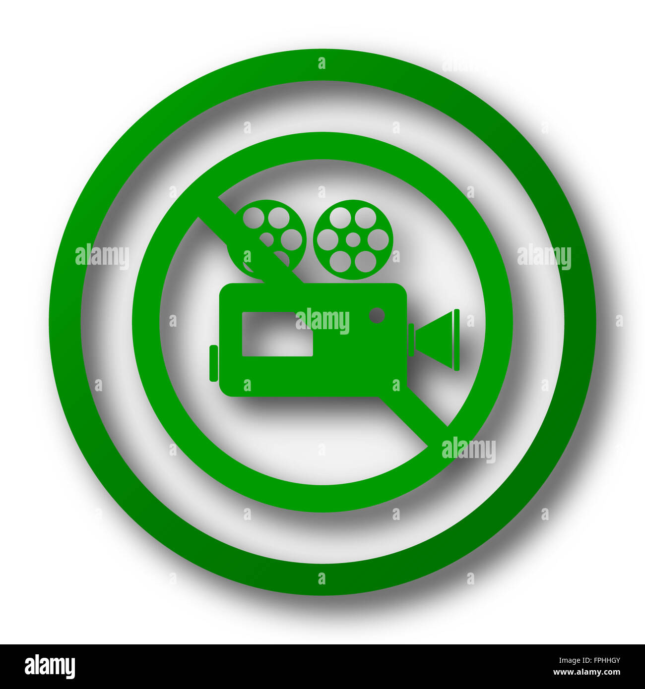 Forbidden video camera icon. Internet button on white background Stock ...