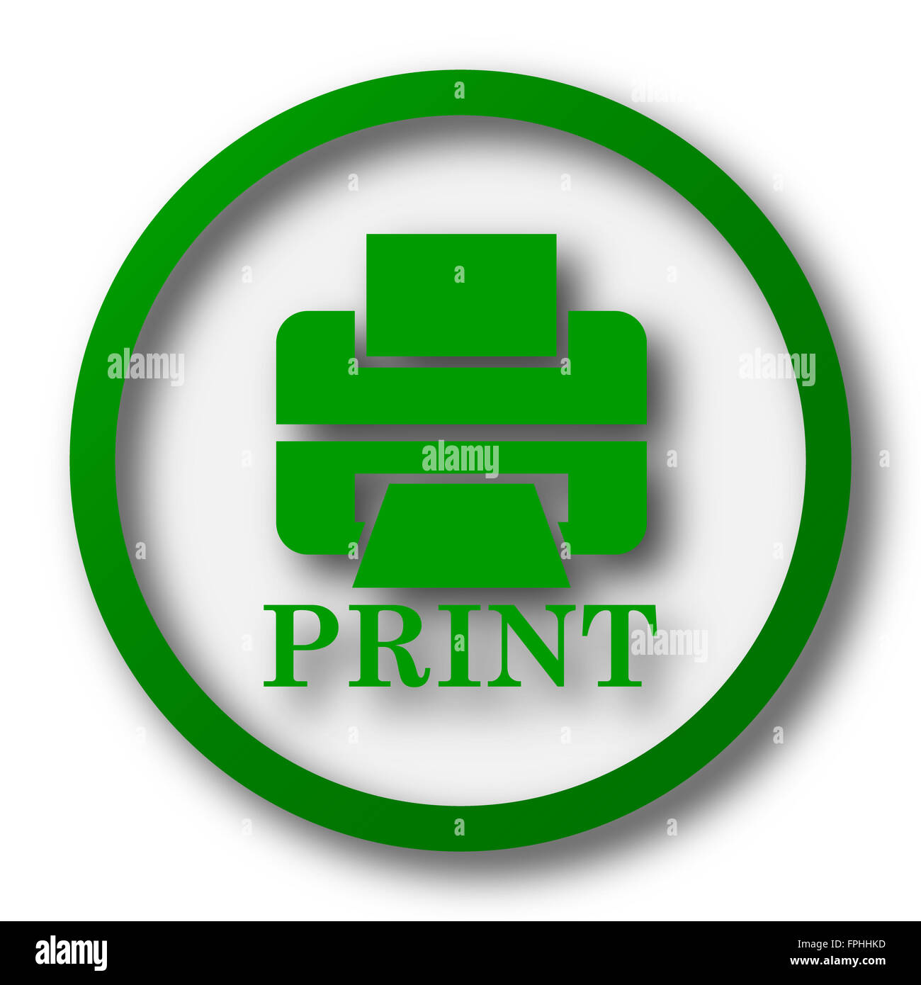 Printer with word PRINT icon. Internet button on white background Stock ...
