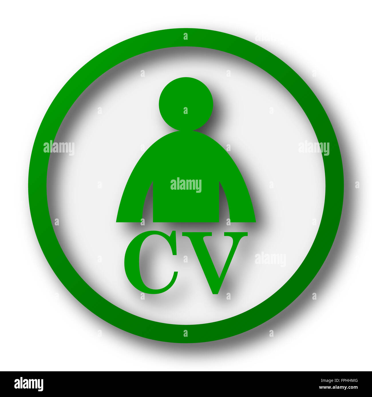 CV icon. Internet button on white background Stock Photo - Alamy