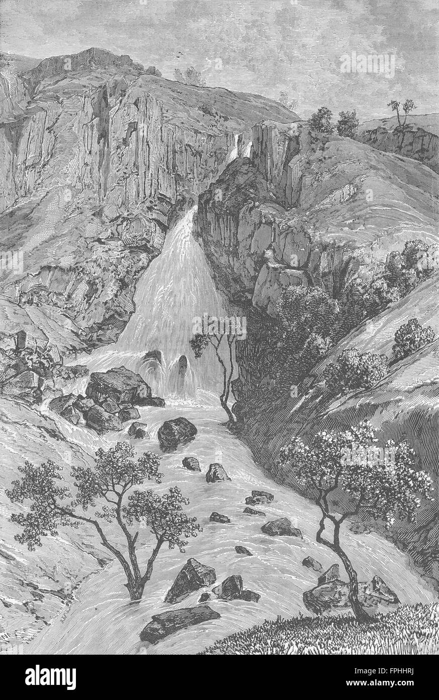 ETHIOPIA: Falls of Davezout, Abyssinian Plateau, antique print 1880 ...