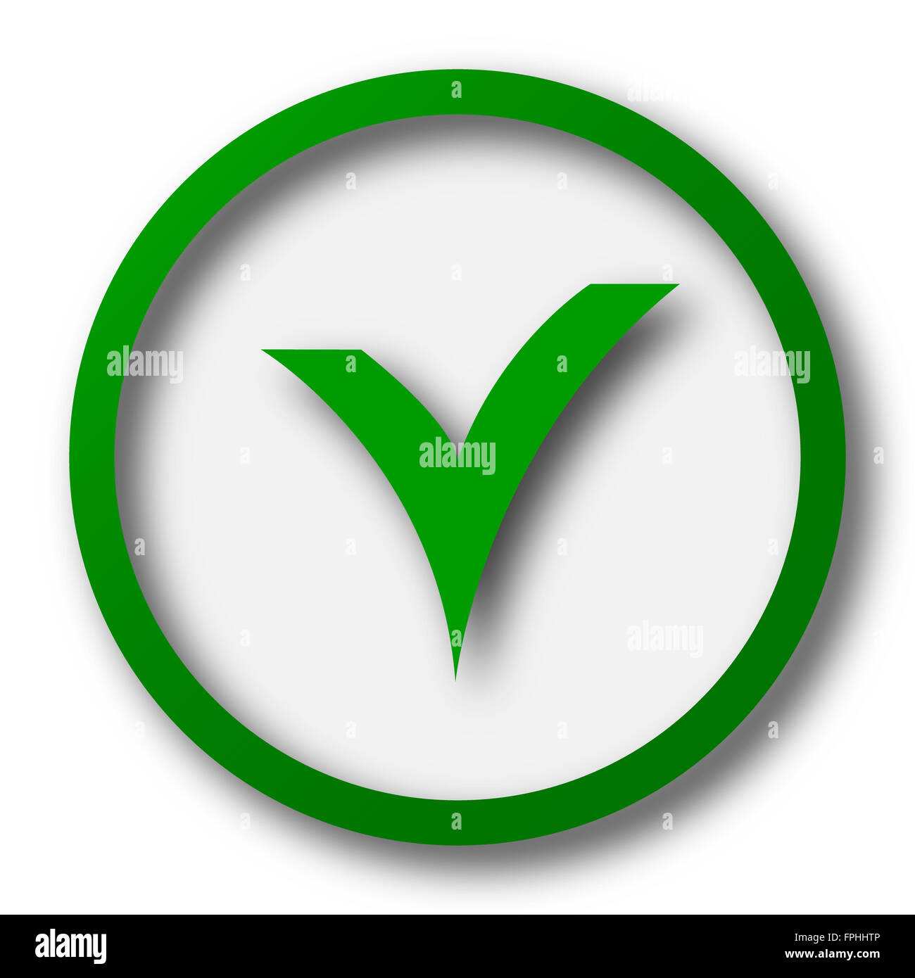 V checked icon. Internet button on white background Stock Photo - Alamy