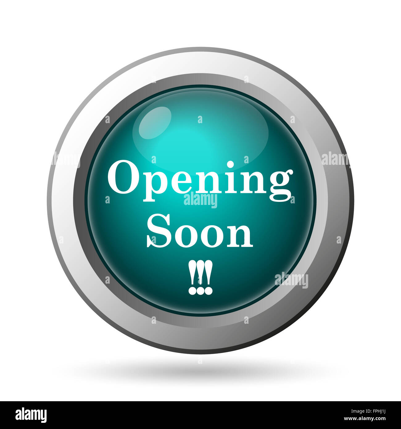 Opening soon icon. Internet button on white background Stock Photo - Alamy