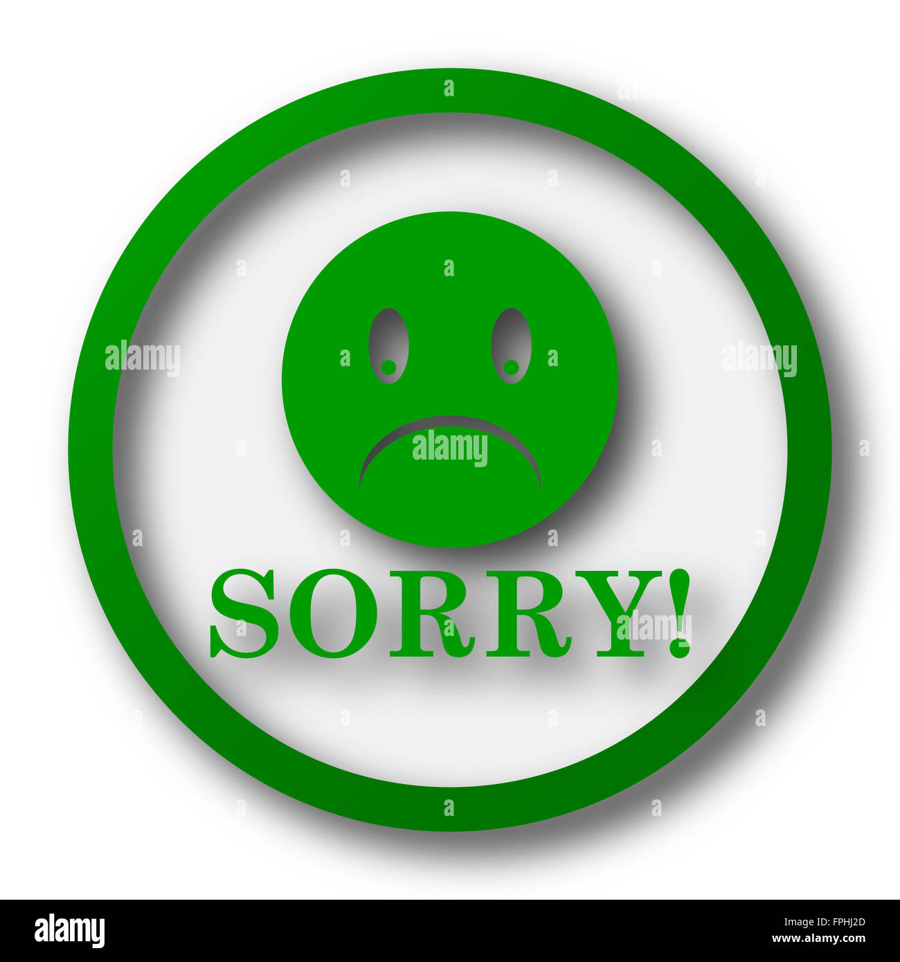 Sorry icon. Internet button on white background Stock Photo - Alamy