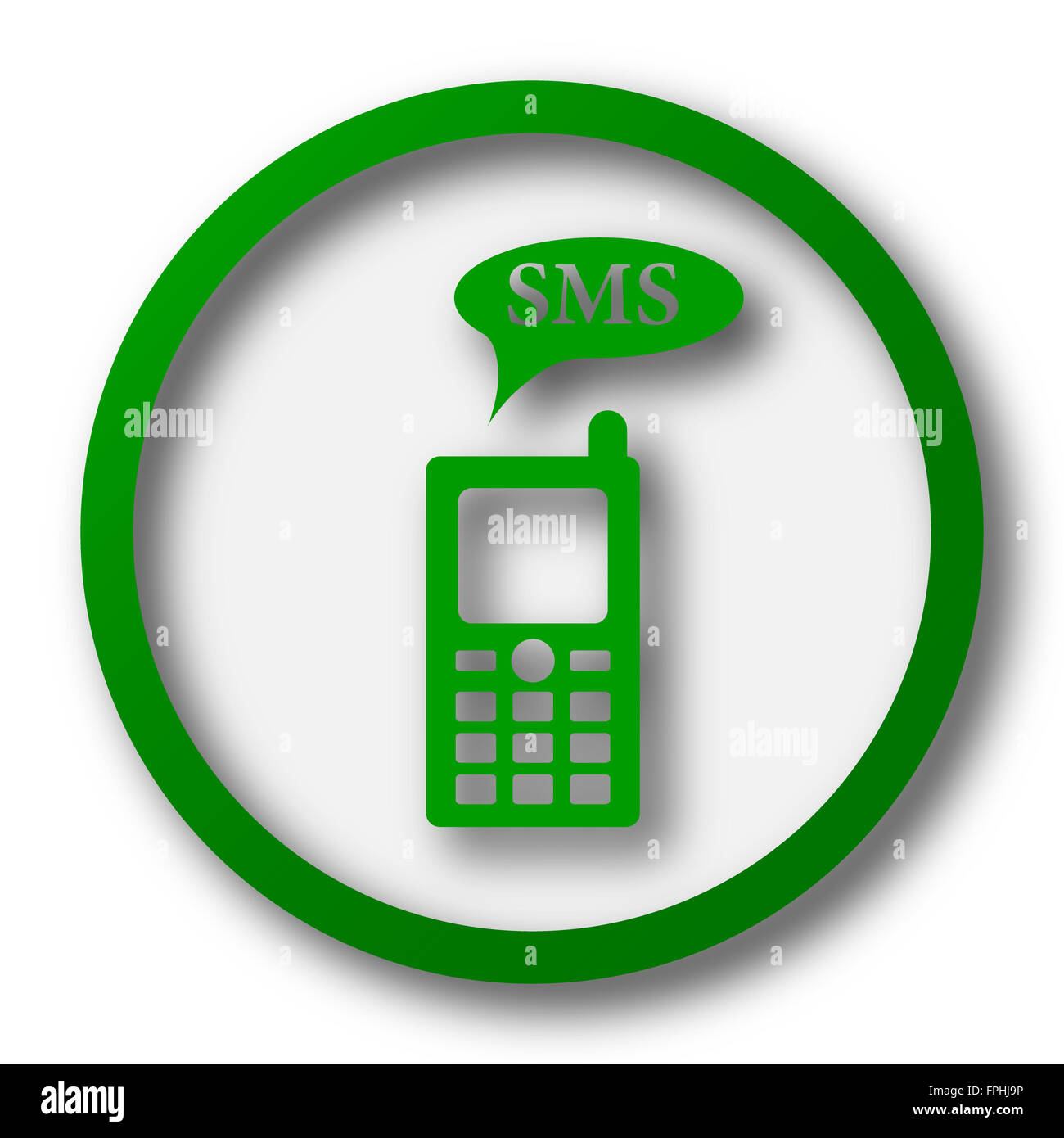 SMS icon. Internet button on white background Stock Photo - Alamy